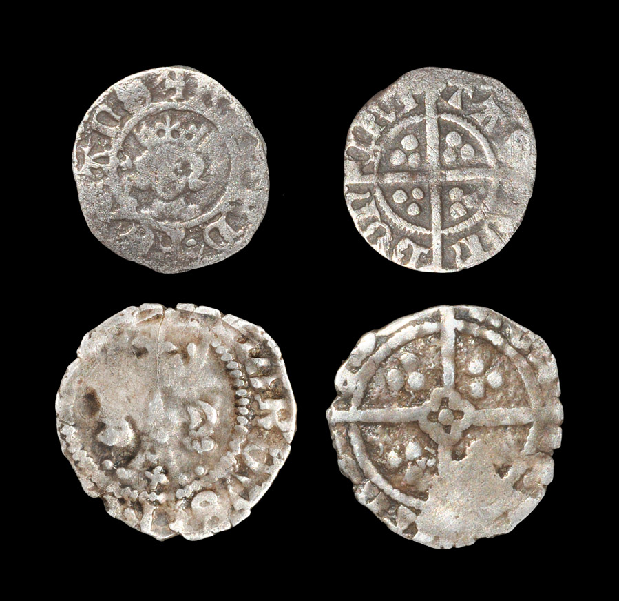 English Medieval Hammered Coins - Richard II - Long Cross Penny and Halfpenny [2 - auctions ...
