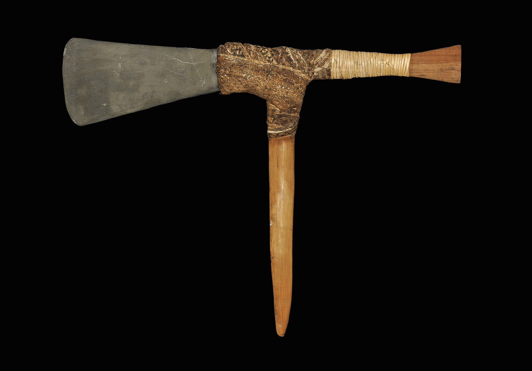 Papua New Guinea Stone Wooden-Hafted Axe - auctions & price archive