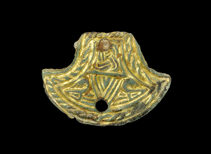 Anglo-Saxon Gilt Pelta-Shaped Horse Harness Mount - auctions & price ...