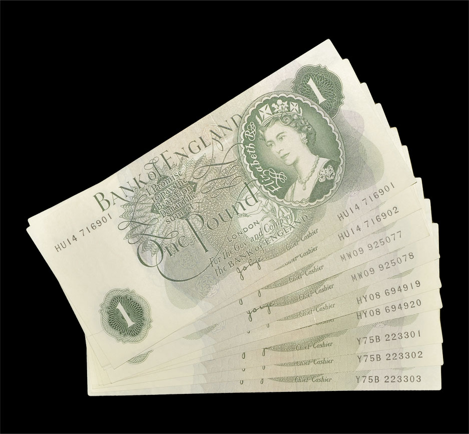 Banknotes Bank of England - Page - One Pound Sequential Serial Numbers ...