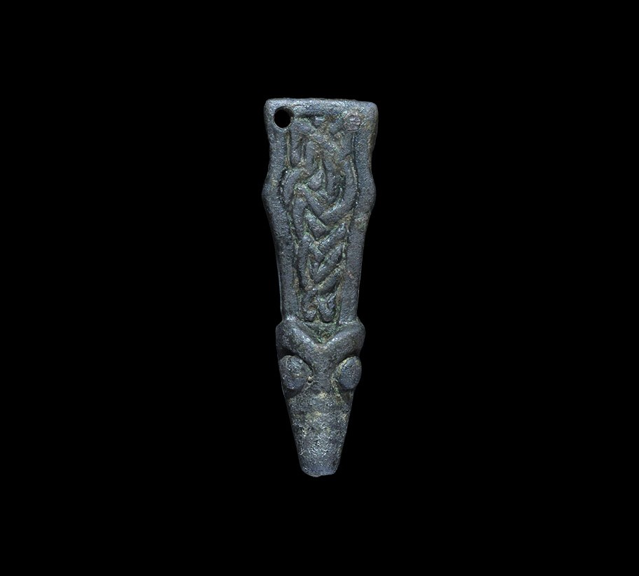 Anglo-Saxon Bronze Strap End with Interlaced Panel - auctions & price ...