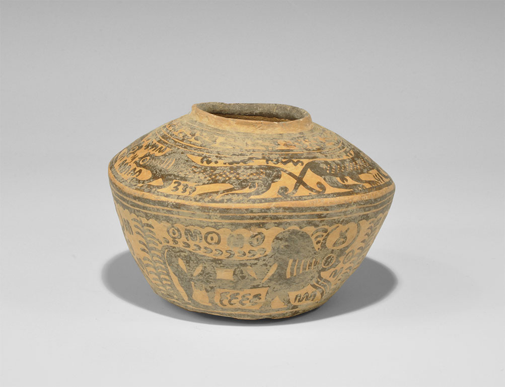 Indus Valley Mehrgarh Bichrome Ceramic Storage Jar with Bulls and ...