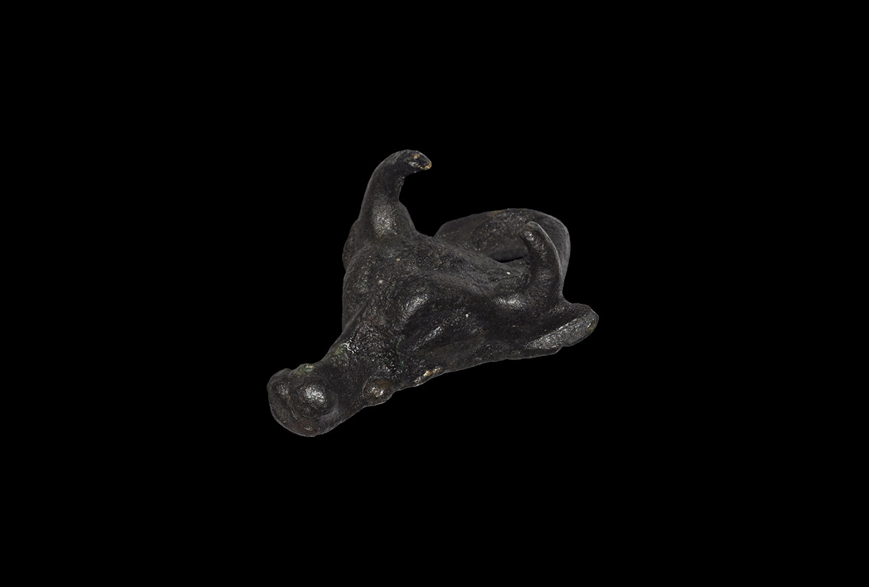 Iron Age Celtic Bull's Head Bowl Mount - auctions & price archive